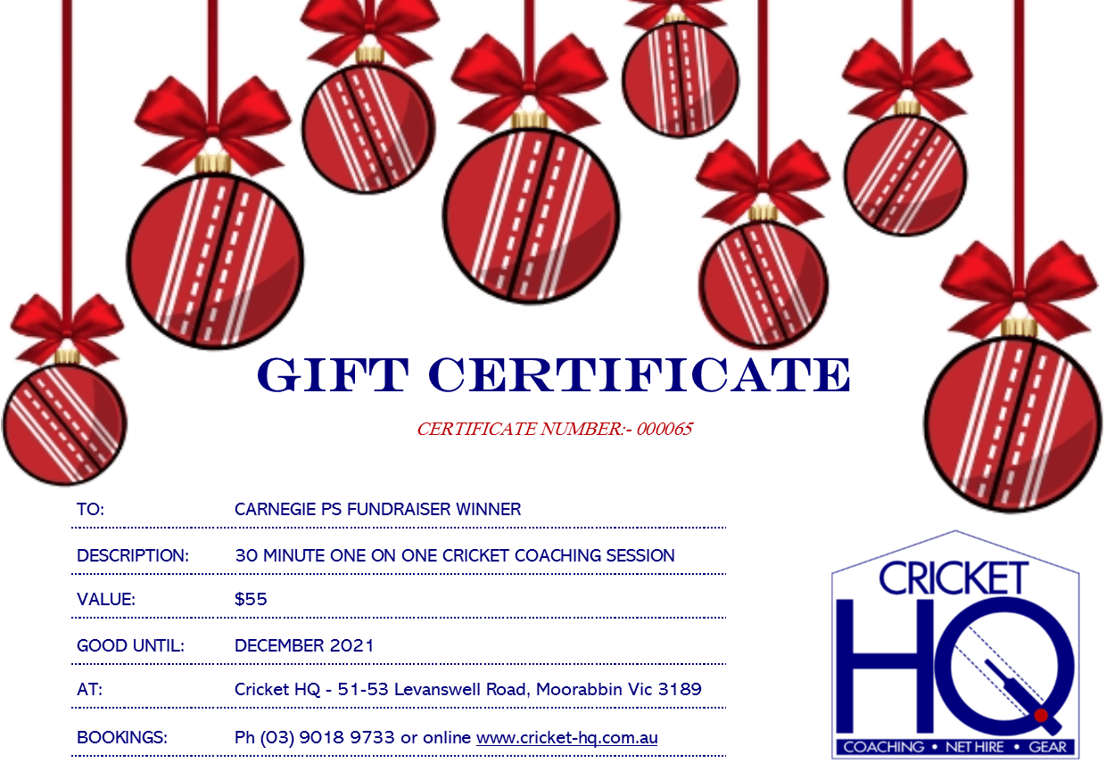 Products - Gift Certificate for Cricket HQ