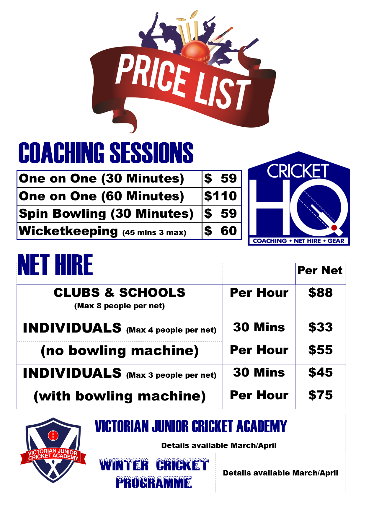 Cricket HQ - One on One Coaching & Prices